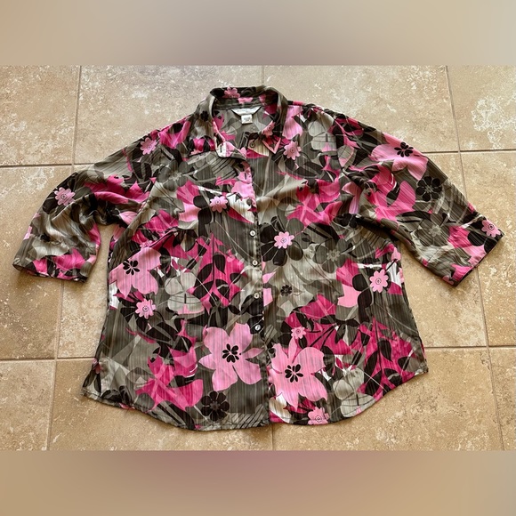 Allison Daley | Tops | Allison Daley Womens Sheer Blouse 34 Sleeve Size ...